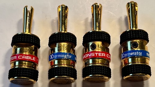 MONSTER CABLE XTERMINATOR BANANAS SPADE/ADAPTORS SET OF 4--Gold Plated ...