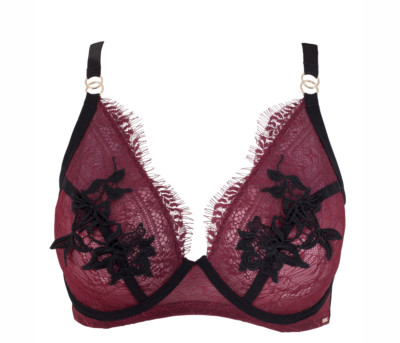 More by Bluebella Aviana Cordovan/Black Plunge Wired Bra - 38FF- BNWT ...