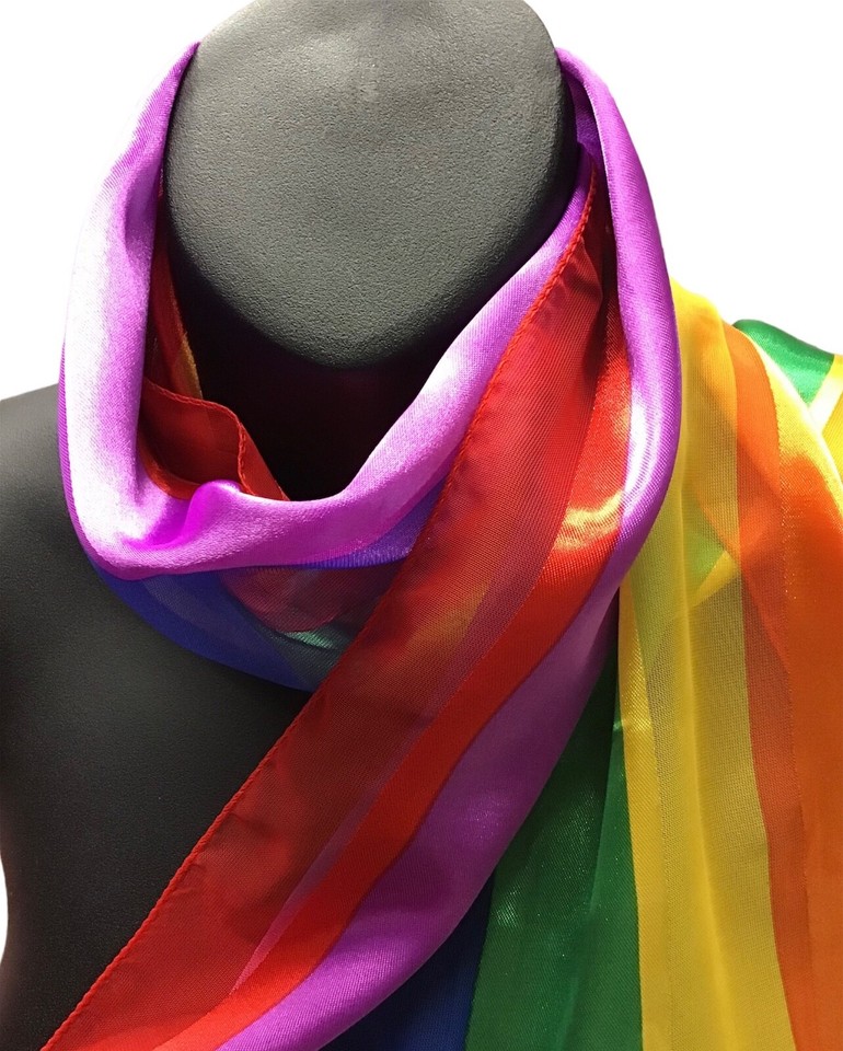 Rainbow Neck Scarf LGBTQ Day Pride Polyester Satin Sheen Scarves Party ...
