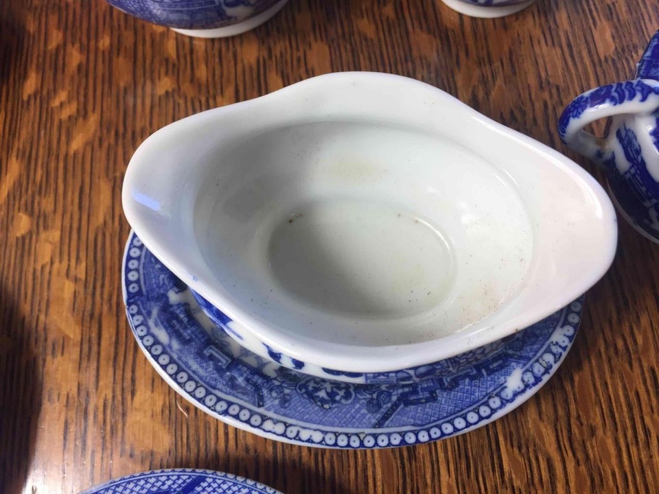 Vintage Blue Willow Childs Toy Porcelain Tea Set Dishes Made in Japan ...