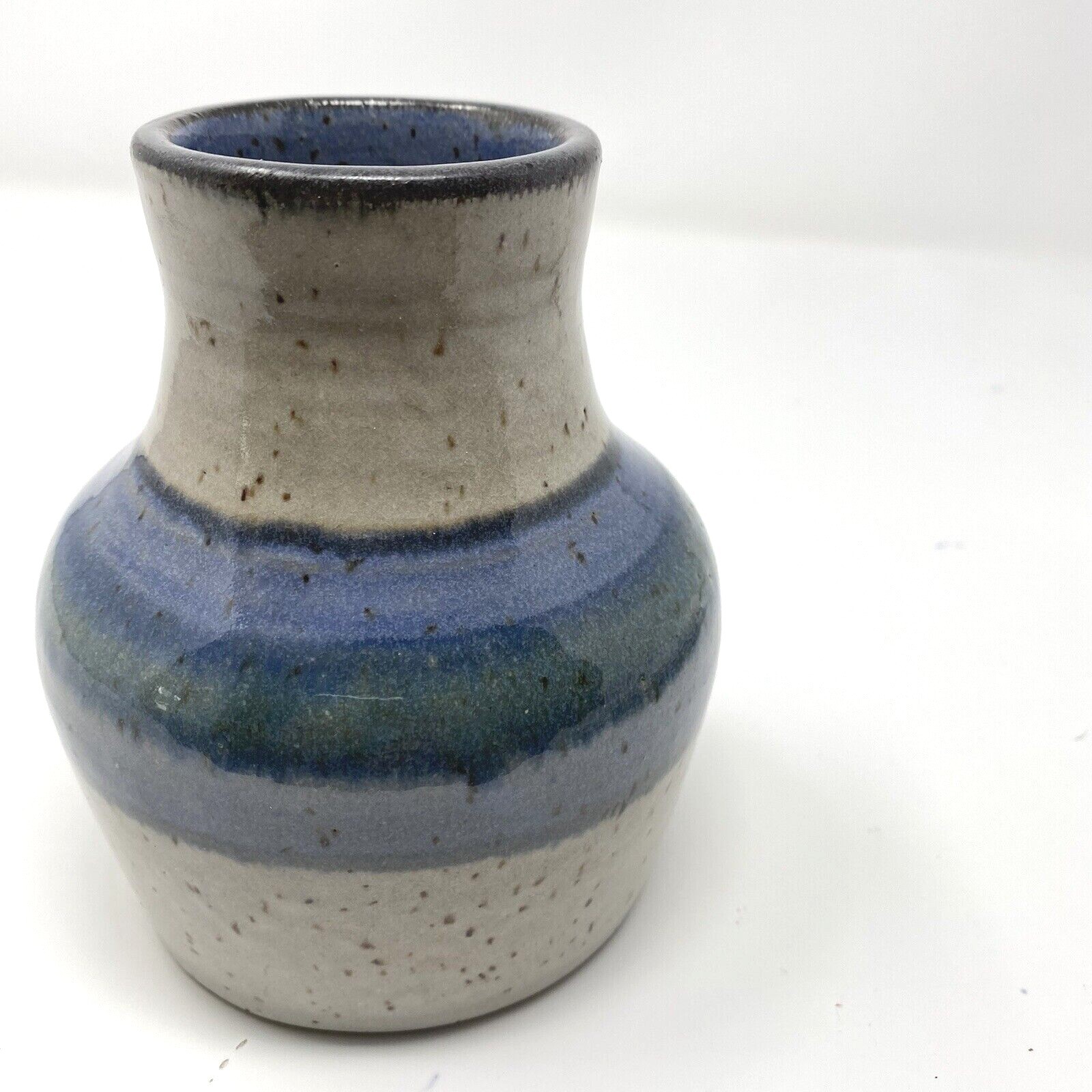 Tan and blue Banded Jug Vase Stone Pottery Allen Cook Scholls Oregon ...