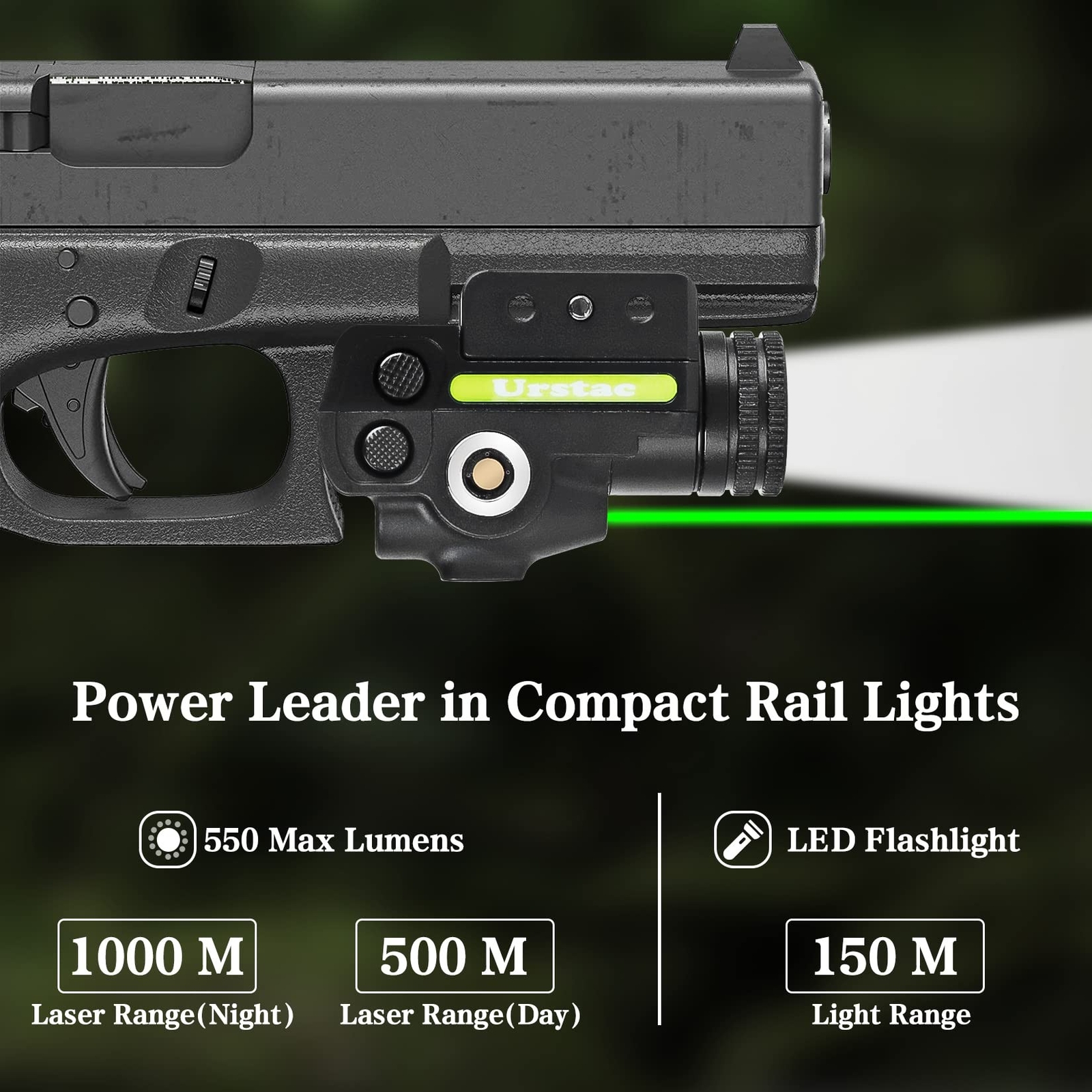 Laser Sight for Pistol,550 Lumens Gun Laser Light Combo, LED Tactical ...
