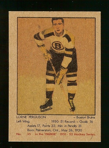 1951-52 PARKHURST #35 LORNE FERGUSON PARKIE REPRINT HOCKEY CARD SET ...