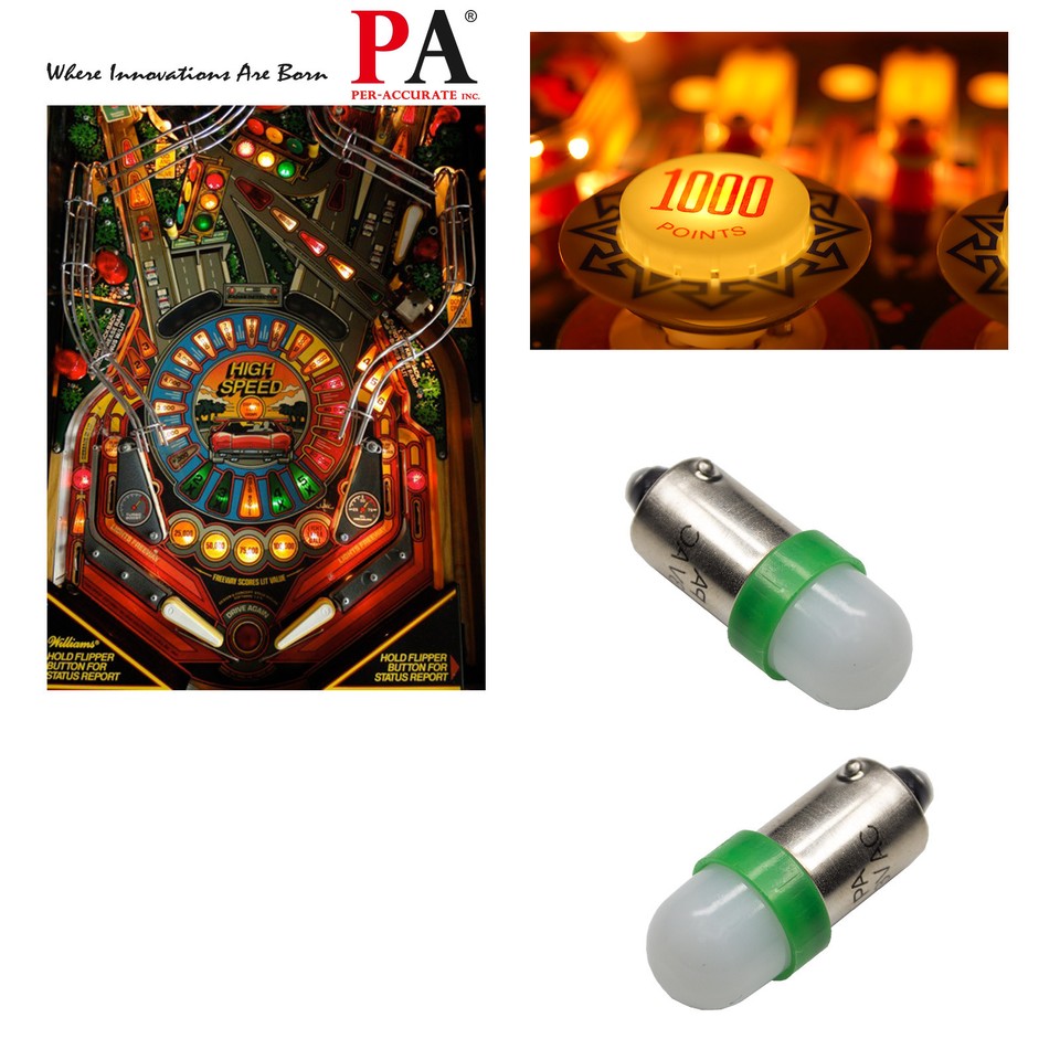 PA 20x #1893 #44 #47 #1847 BA9S 2 SMD LED Green Pinball Machine Light ...