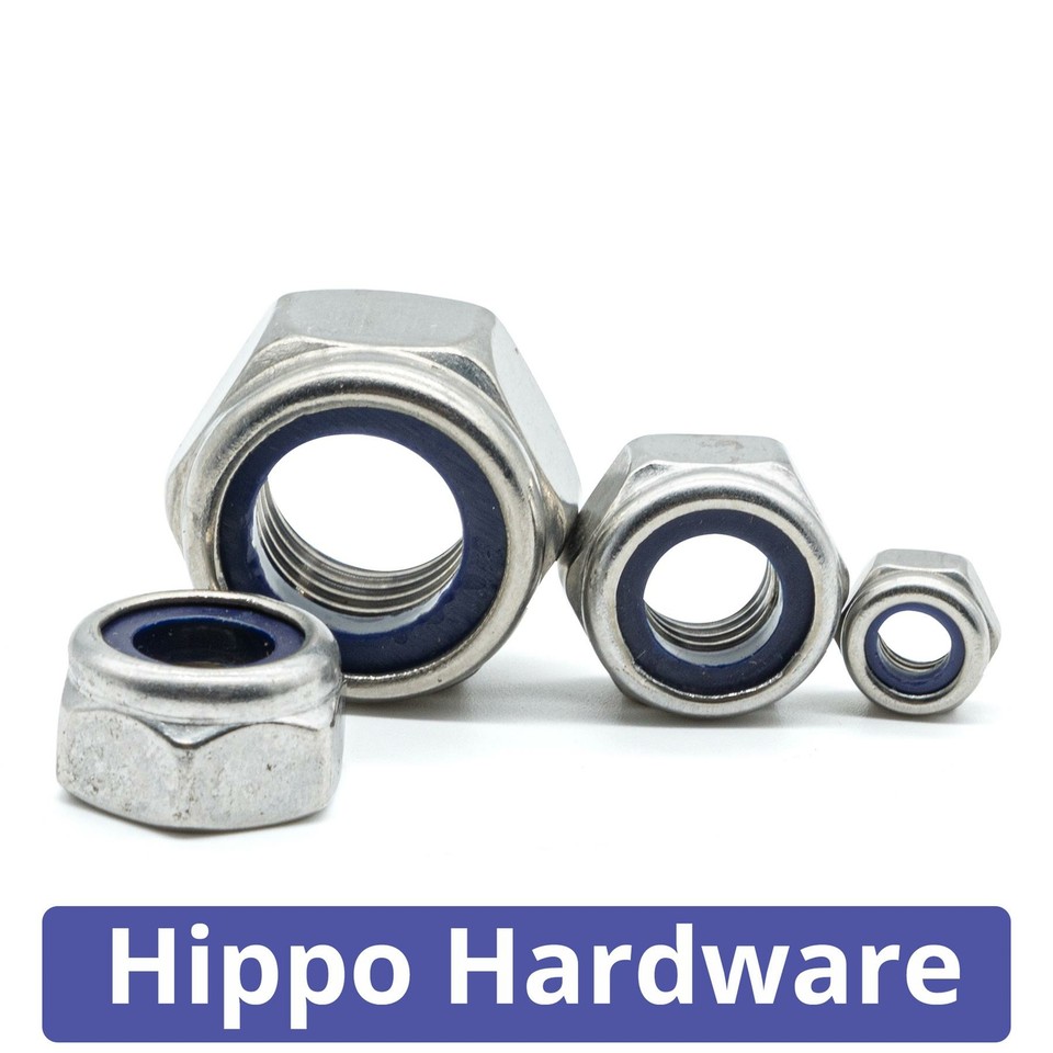 M2.5 M3 M4 M5 M6 M8 Nyloc Nylon Insert Nuts A2 Stainless Steel Type T ...