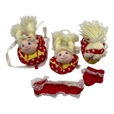 Vintage Dolly Mine Plush Doll Face Replacements Red Polka Yellow Yarn ...