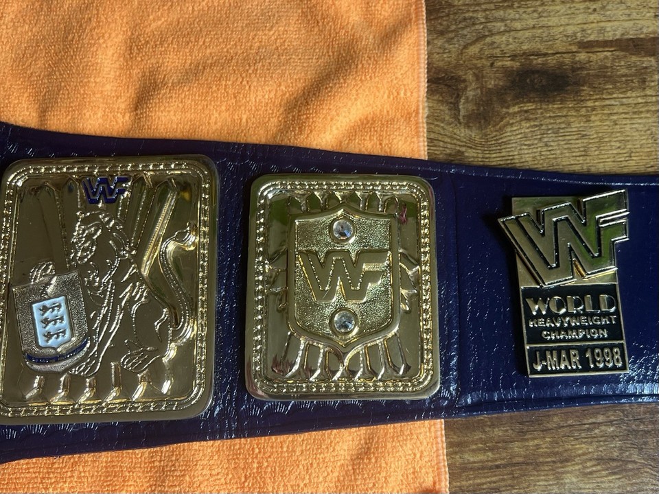 Block Logo Stacked WWF Blue Big Eagle Championship Belt | eBay