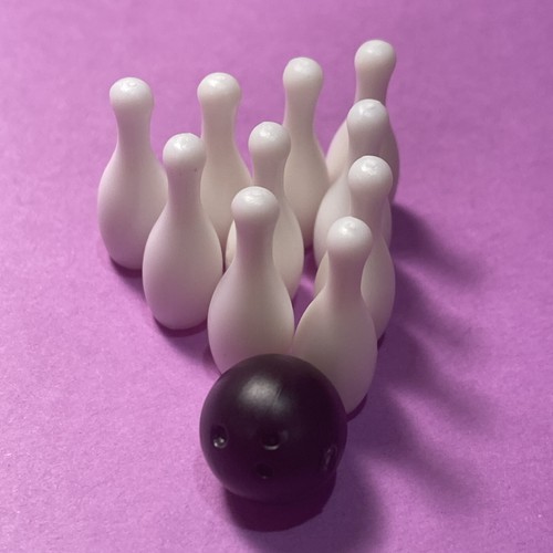 Miniature Plastic Bowling Set Pins Ball Dollhouse Kids Toy | eBay