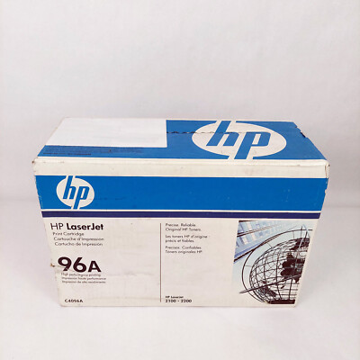 New Genuine HP 96A C4096A LaserJet 2100 2200 Black Toner Cartridge ...