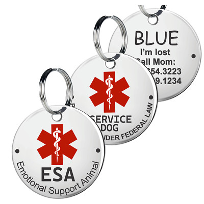 Engraved Personalized Pet ID ESA Tag (Made in USA) Service dog tag ...