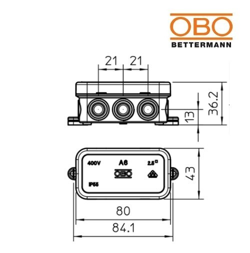 OBO Bettermann Junction Box A6 80x43x34mm 200 001 Light Grey NO ...