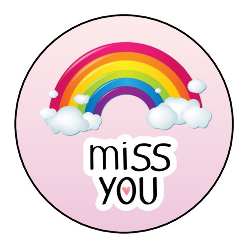 School Leaver Friends Miss You Stickers Labels Rainbow Sweet Cones ...