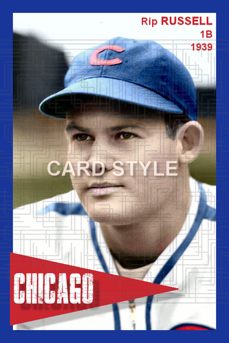 Rip Russell - 1939 Chicago Cubs - choose a style - colorized print | eBay