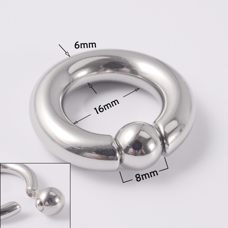 4PC Easy Fit Large Gauge BCR 3-12mm Heavy CBR Ball Closure Ring PA ...