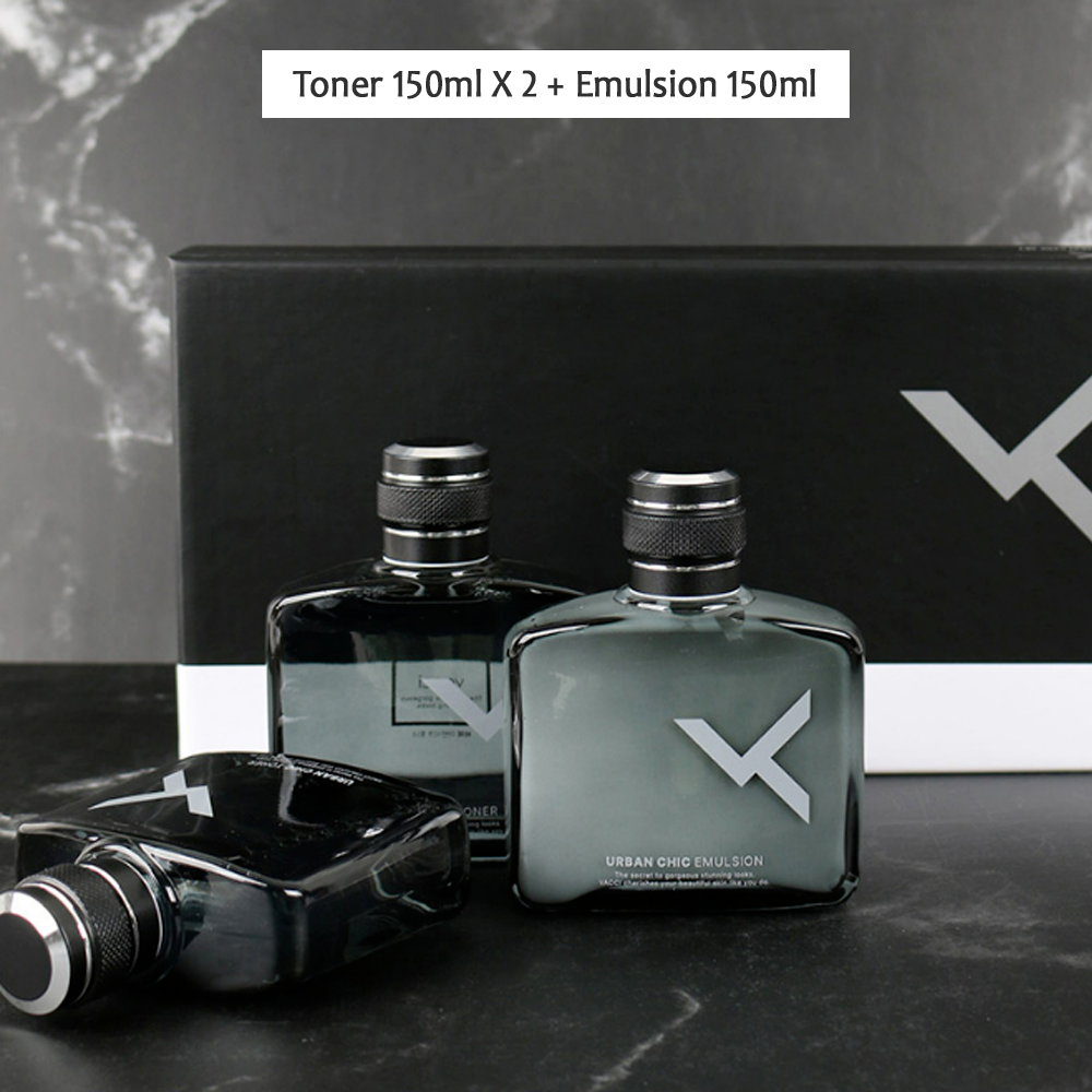 VACCI Homme Urban Chic 3Pec Set(Toner 150ml X 2,Emulsion 150ml) Korean ...