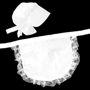 Kids Girls White Victorian Fancy Dress Up Maid Hat & Cooking Lace Pinny ...