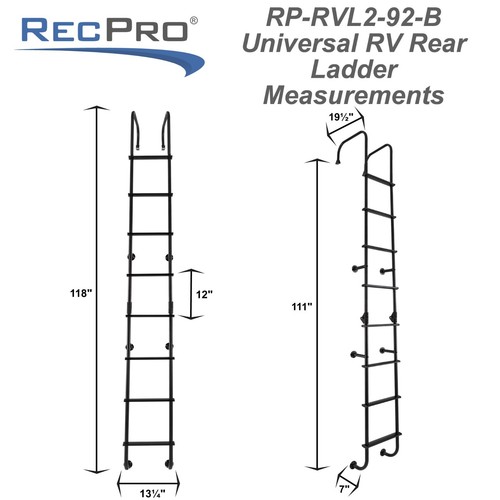 RecPro Universal Exterior Rear RV Ladder Kit 92" DIY Aluminum Ladder ...