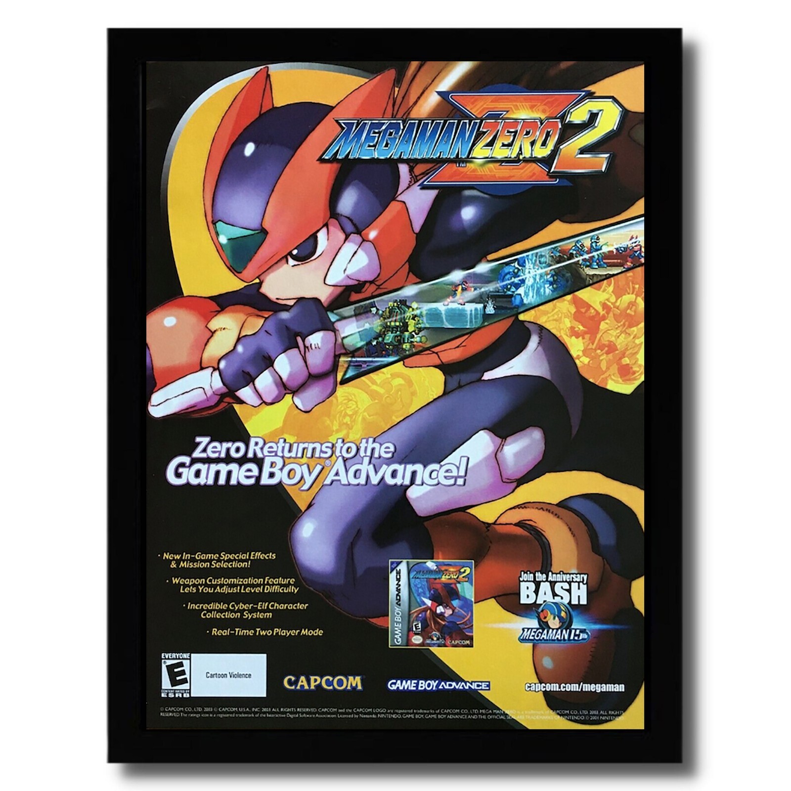 2003 Mega Man Zero 2 GBA Framed Print Ad/Poster Official CAPCOM Promo ...