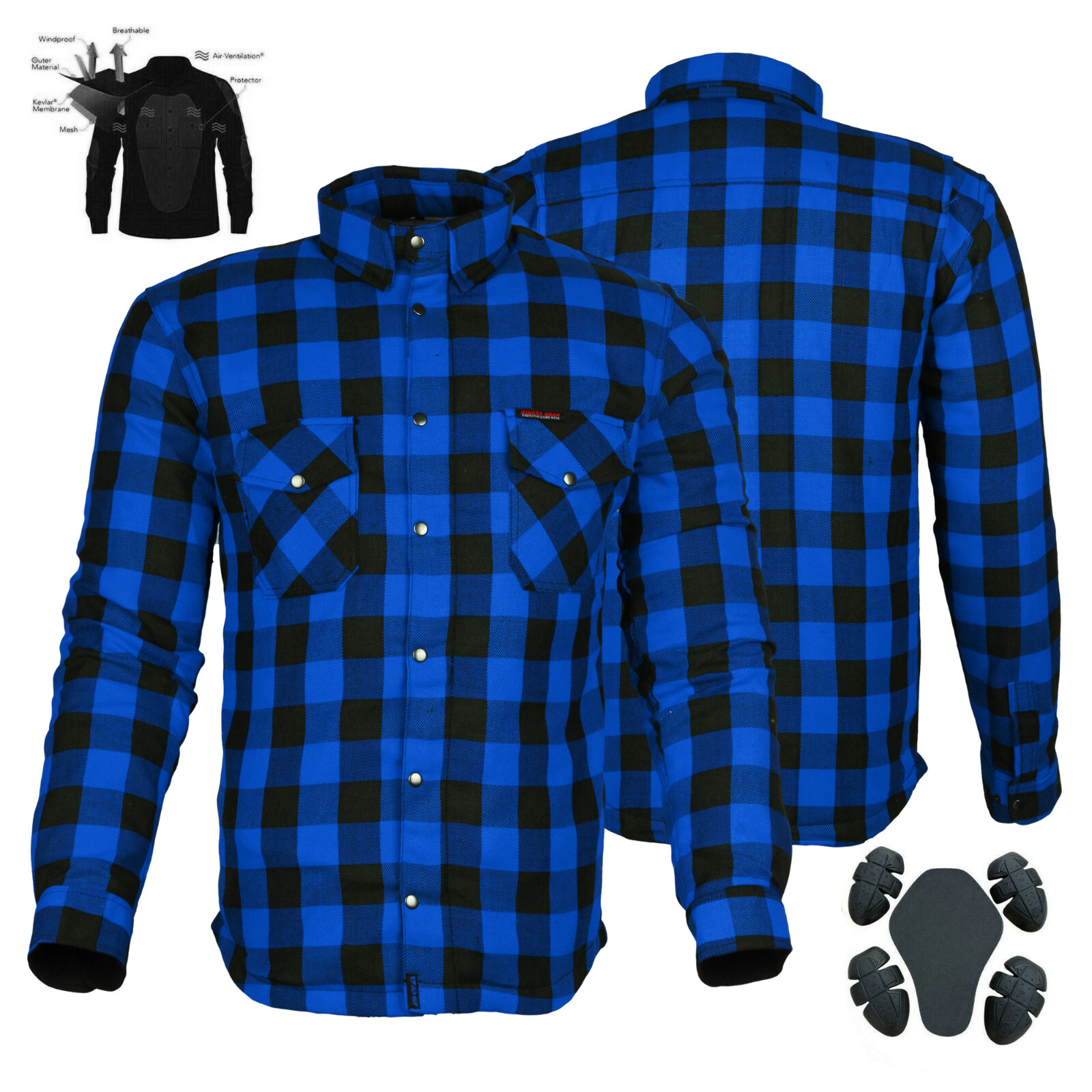 Mens CE armour Motorcycle Motorbike Flannel Shirt Lined with DuPont ...