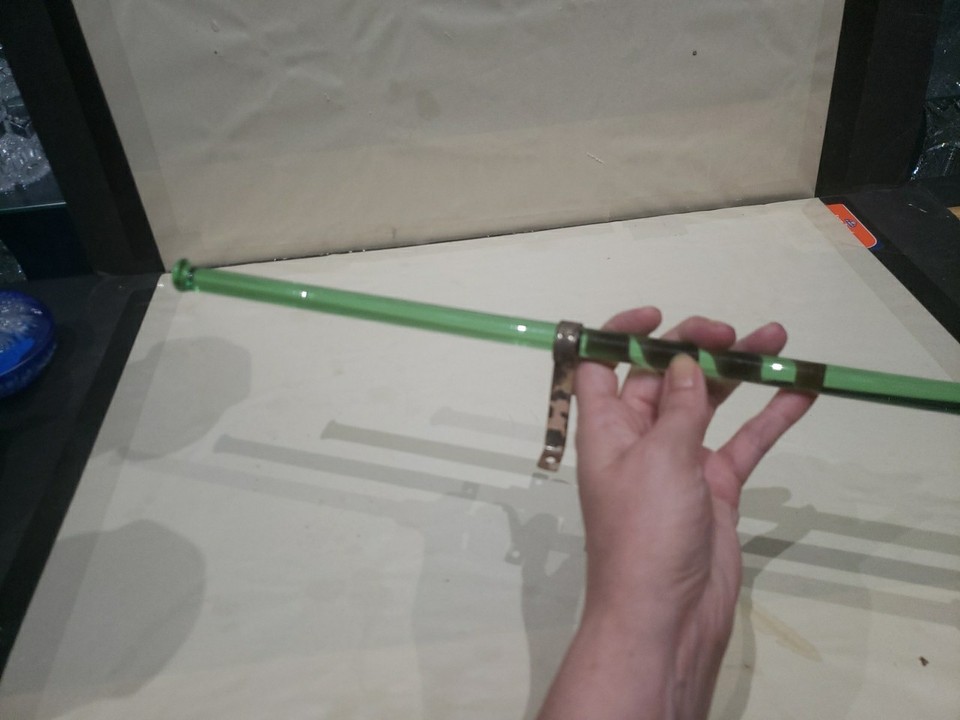 18" Long Towel rack rod bar holder, curtains made of Green Glass w ...