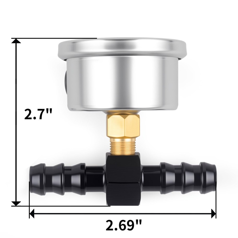 Universal 0-15psi Fuel Pressure Gauge 1/8" NPT Oil Press 3/8" Barb 0 ...