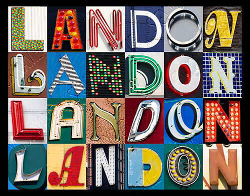 Personalized Name Poster featuring LANDON in photos of actual sign ...