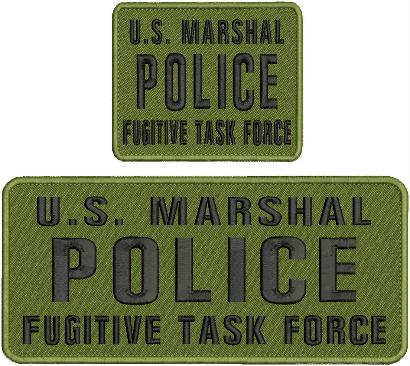 U.S. MARSHAL POLICEFUGITIVE TASK FORCE Embroidery Patch 4.75x11&4x5 ...