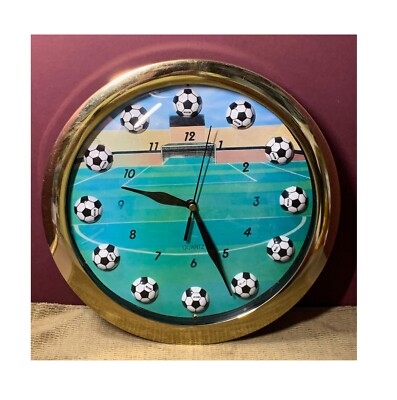 11" SOCCER FIELD WITH SOCCER BALLS TIME MARKERS BATTERY WALL CLOCK ...