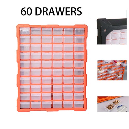 Parts Storage Organiser 60 Drawers Tool Organizer Box Dividers Garage ...
