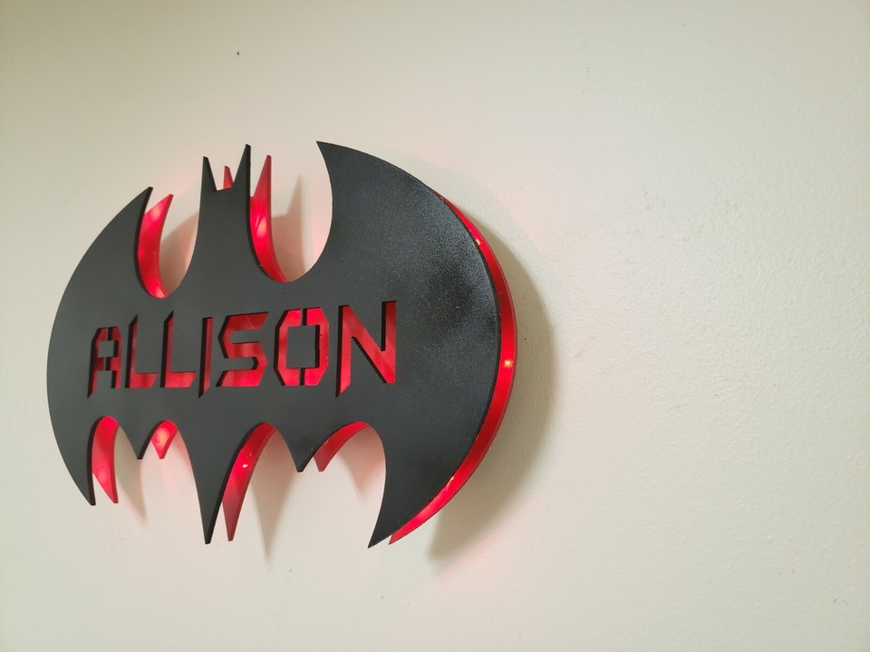 Batman sign, personalized Led Custom wood batcave sign, Superhero night ...