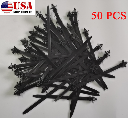 50x Releasable Nylon Car Wire Cable Wrap Push Zip Strap Mount Tie ...
