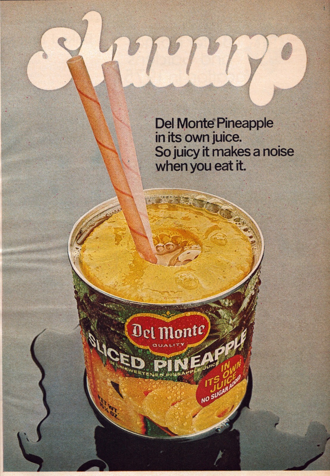 1974 Del Monte Canned Sliced Pineapple Juice Straw Slurp Vintage Print ...