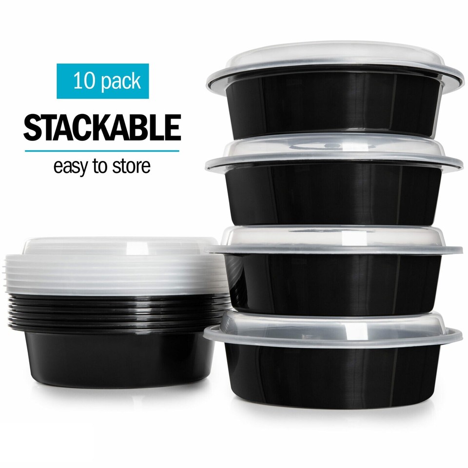 Rectangular / Round Food Containers [10 Pc] BPA Free Reusable Salad ...