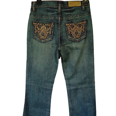 Ms. FIREFLY Jeans size 4 Gold/Silver Stud pockets Embellished Bootcut ...