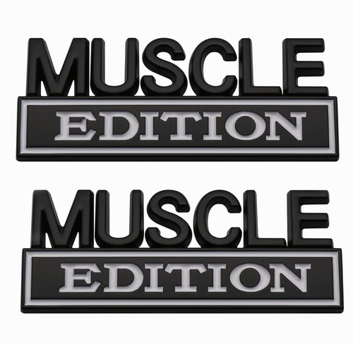 2pcs Black/White MUSCLE EDITION Emblems Fender Badge Car Truck Decal ...