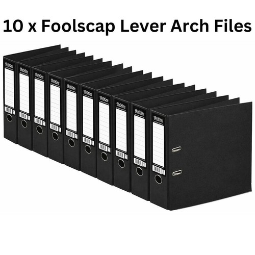 10 x Black Lever Arch Files, Folders Foolscap A4- For Office, Home ...