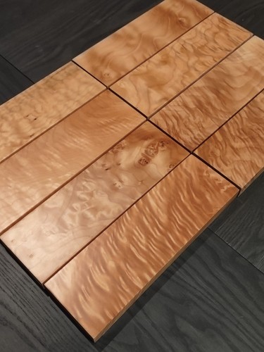 MF 1-9 Set of 8 Figured Maple Wood 9-1/2 x 3 x 7/8 inches. Wavy texture ...