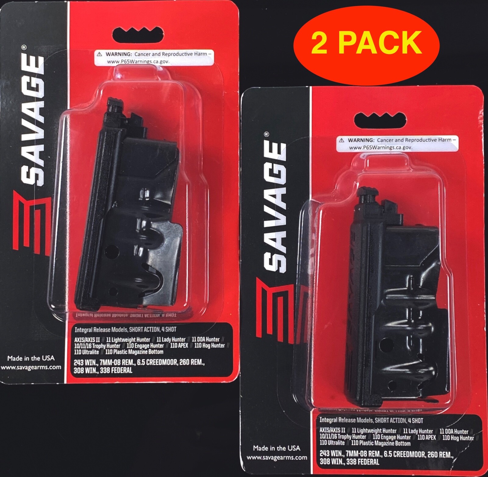 Savage Arms AXIS .243 7mm-08 308 6.5 Creedmoor 4rd Blued Magazine *2 PK ...