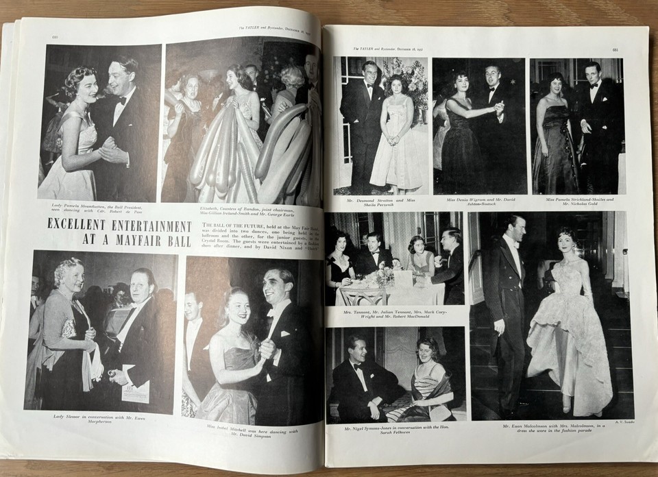 THE TATLER Magazine Dec 18, 1957 SONIA MELCHETT Hunt Ball Snow Mayfair ...