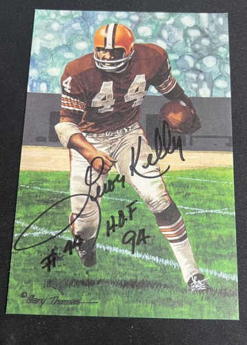 Leroy Kelly Signed GOAL LINE ART Card #162 Beckett Black Sharpie | eBay