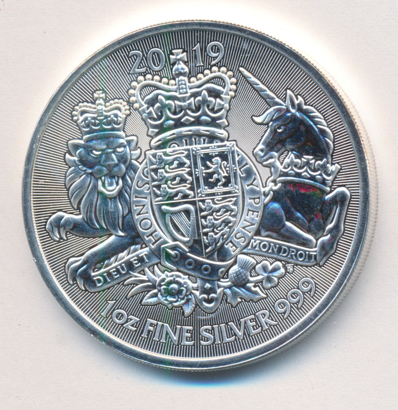 2019 GREAT BRITAIN 2 POUNDS THE ROYAL ARMS 1 TROY OUNCE 999 SILVER ...