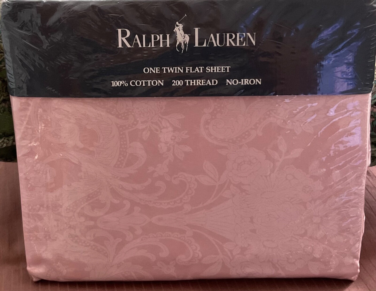 Ralph Lauren Twin Avery Pink Flat Sheet 100 Cotton Damask Vintage for ...