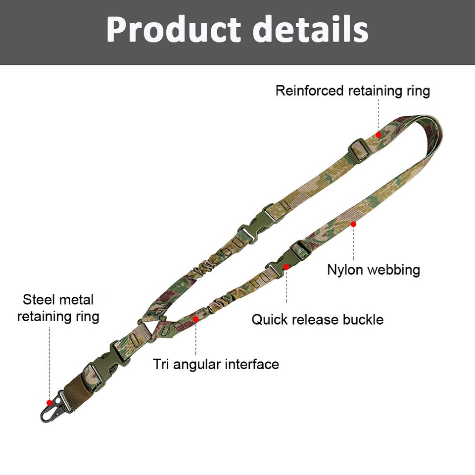 Single Point Rifle Sling Bungee Adjustable Strap MLOK Quick Release ...
