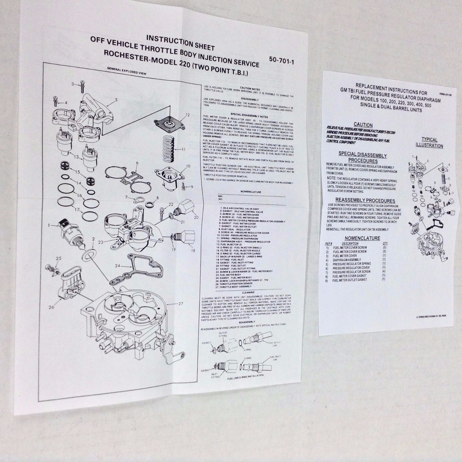 ROCHESTER THROTTLE BODY KIT TBI MODEL 220 1991-1994 CHEVY GMC TRUCK 454 ...