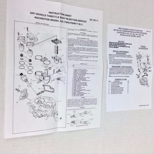 ROCHESTER THROTTLE BODY KIT TBI MODEL 220 1991-1994 CHEVY GMC TRUCK 454 ...