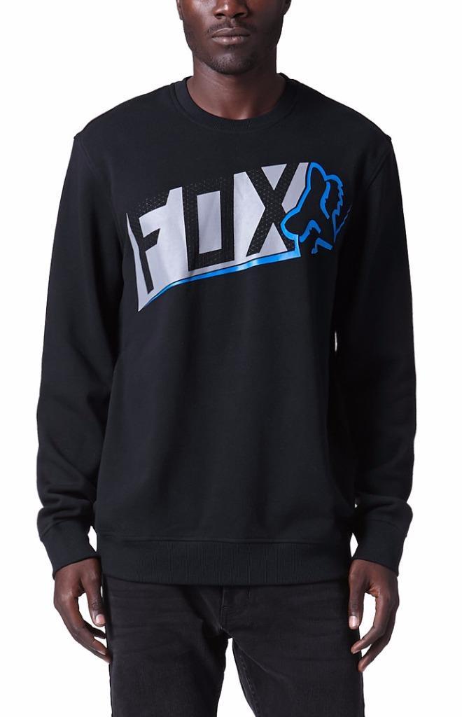 Fox Racing Detractor Crew Fleece Mens Black Sweatshirt Sweater New NWT ...