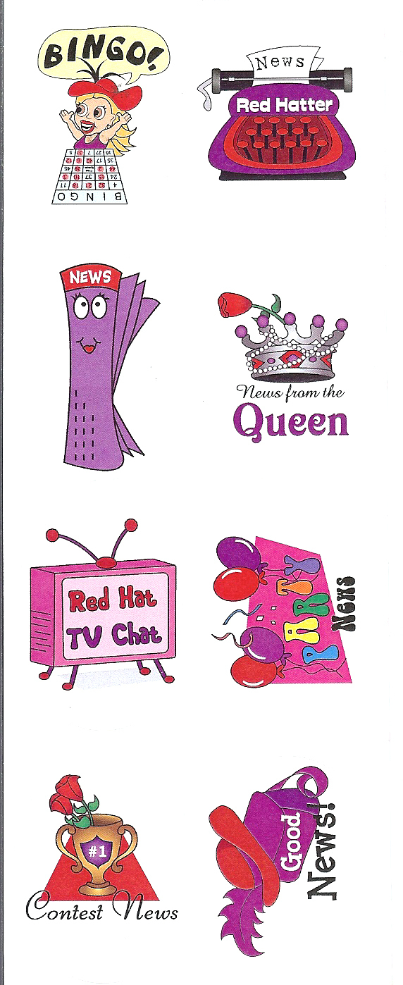 Red Hat Stickers/ 1" / 2 Sheets of 4 / News or Games / Cards Scrapbook ...