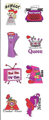 Red Hat Stickers/ 1" / 2 Sheets of 4 / News or Games / Cards Scrapbook ...