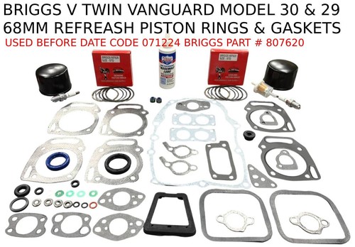 ENGINE REFRESH KIT FITS BRIGGS VANGUARD 807620 PISTON RINGS MODEL 30 ...