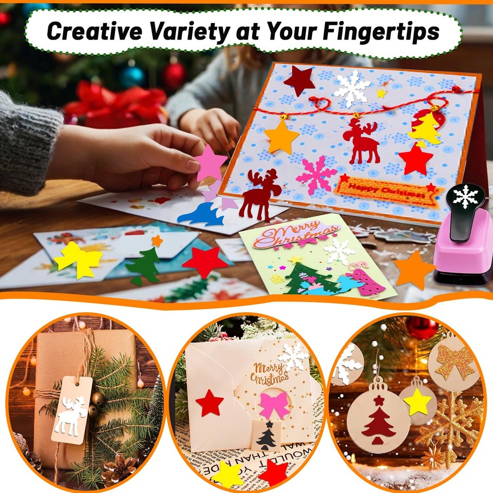 Christmas Hole Punch Set, 5 Pcs Different Shape Hole Punches for Paper ...